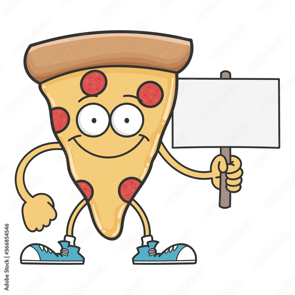 smiling happy pizza cartoon character Stock Vector | Adobe Stock