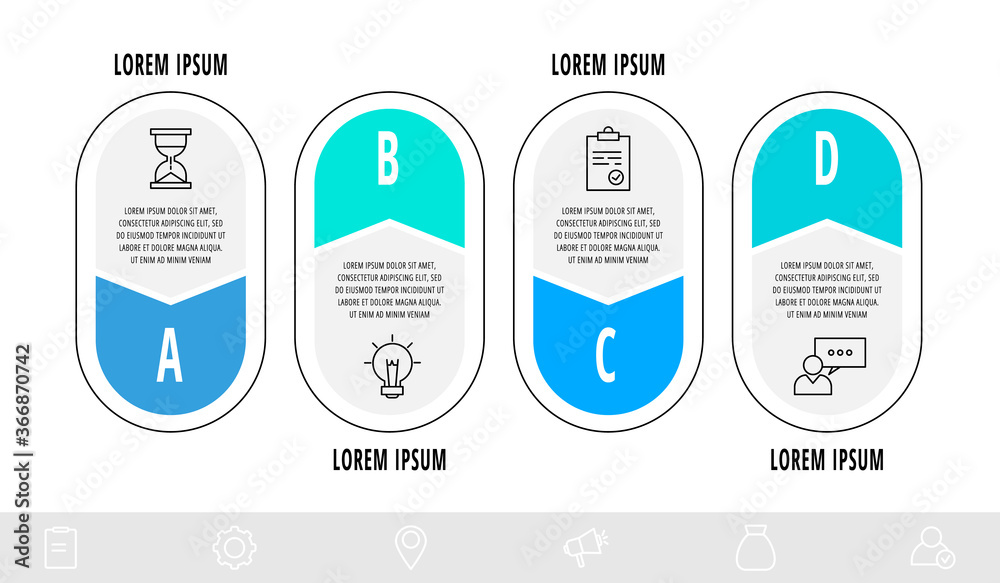Vector infographics arrows with 3 labels. Line flat template. Can be ...