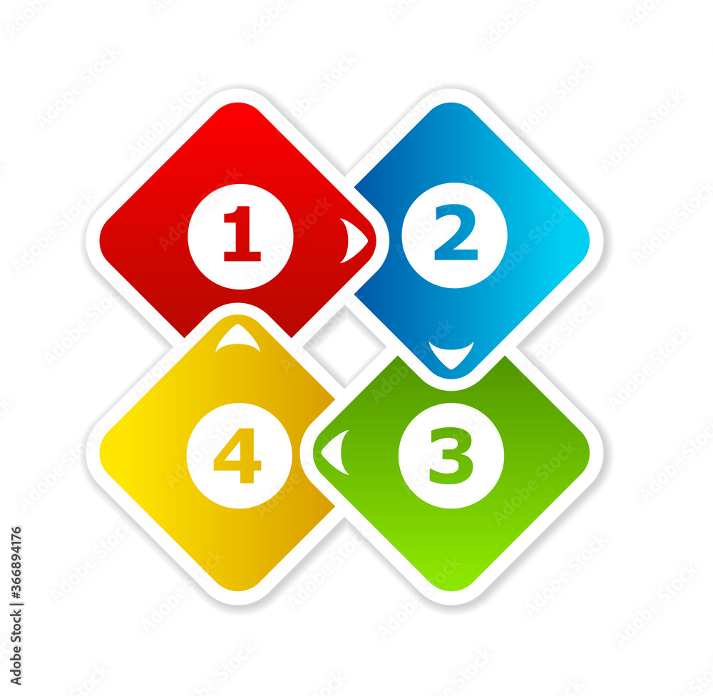 Infographic chart for 4 steps. Vector diagram with colored stickers ...