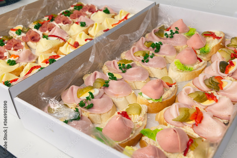 Typical east europe catering snack oblozene chlebicky, chlebicek ...
