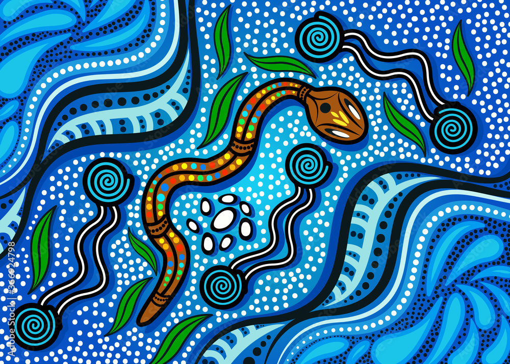 Aboriginal rainbow serpent background Stock Vector | Adobe Stock