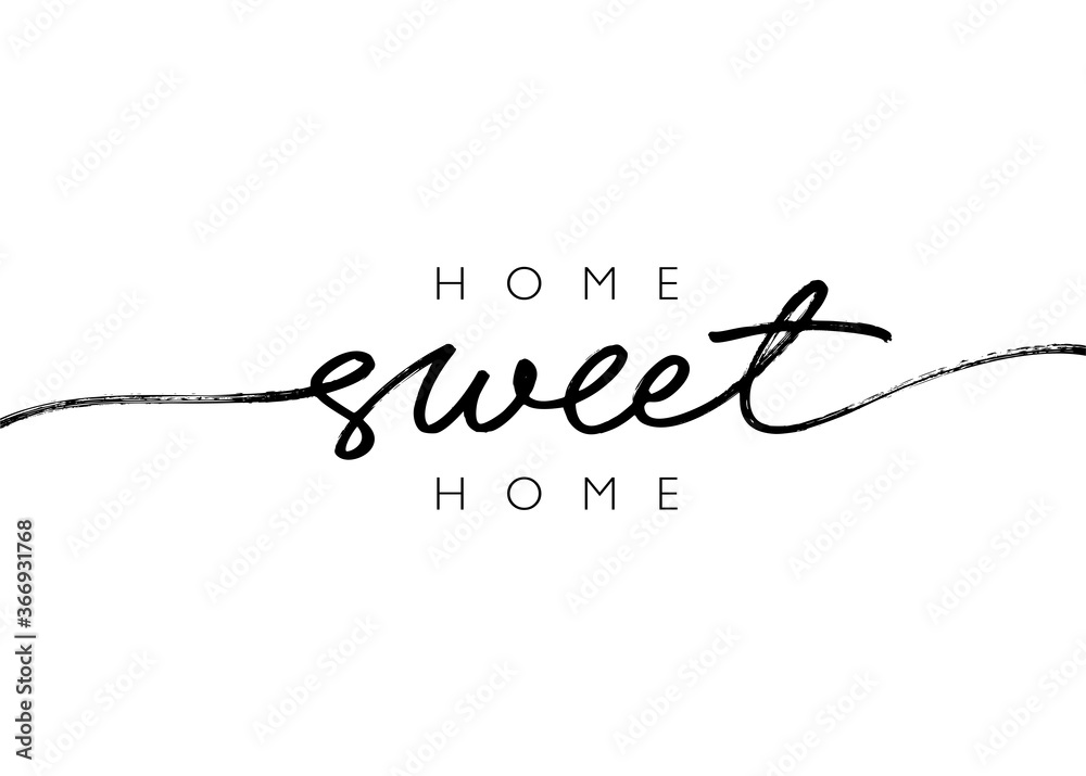 Home sweet home ink brush vector lettering. Modern slogan handwritten ...