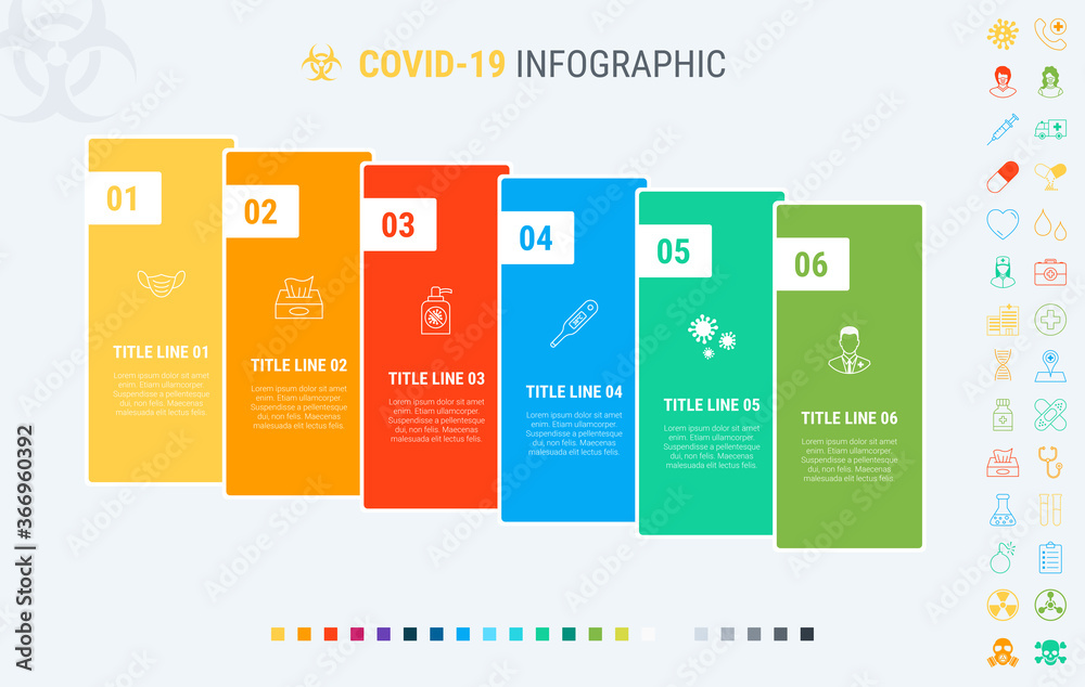 Vector covid-19 infographics timeline design template with graph ...