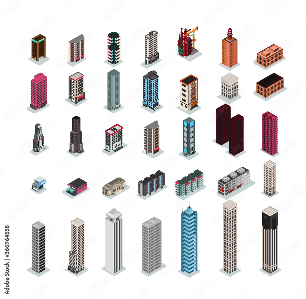 isometric low poly city buildings infrastructure Stock Vector | Adobe Stock