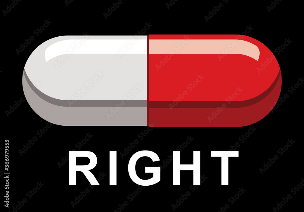capsule or pill, word right, vector illustration Stock Vector | Adobe Stock