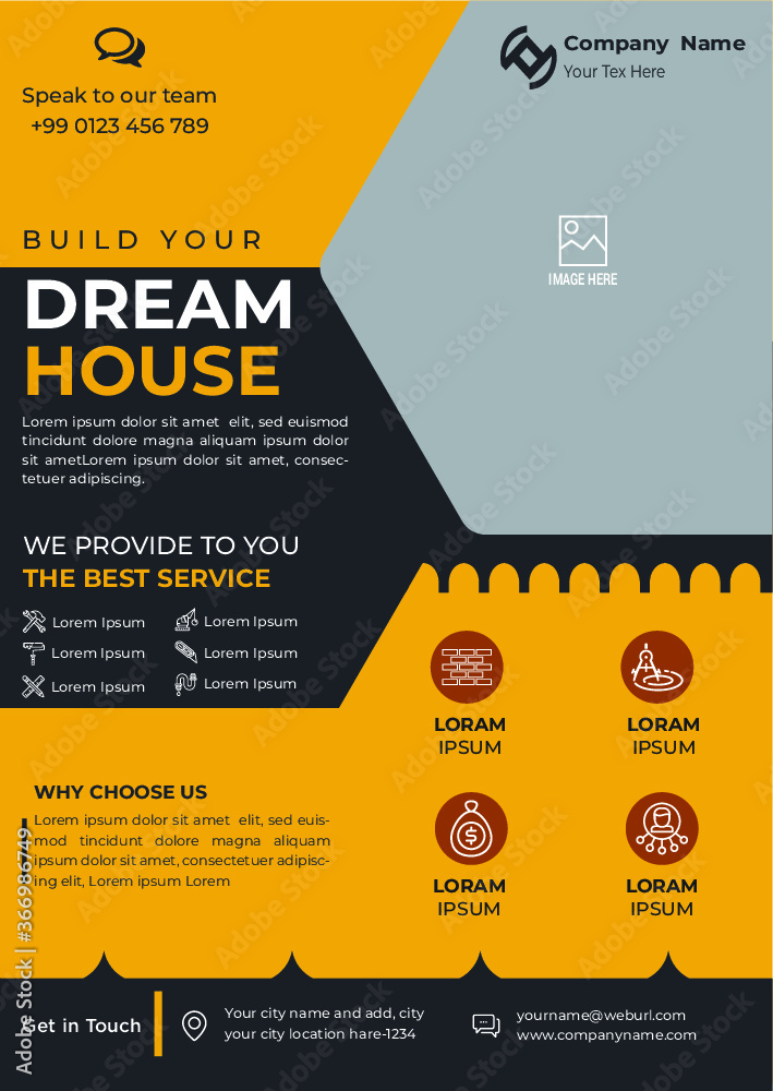 Housing, Building or Construction Flyer vector Template. Construction ...