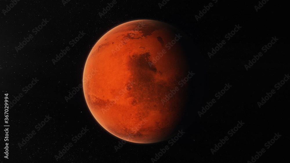 Front View of Planet Mars is the fourth planet from the Sun and the ...