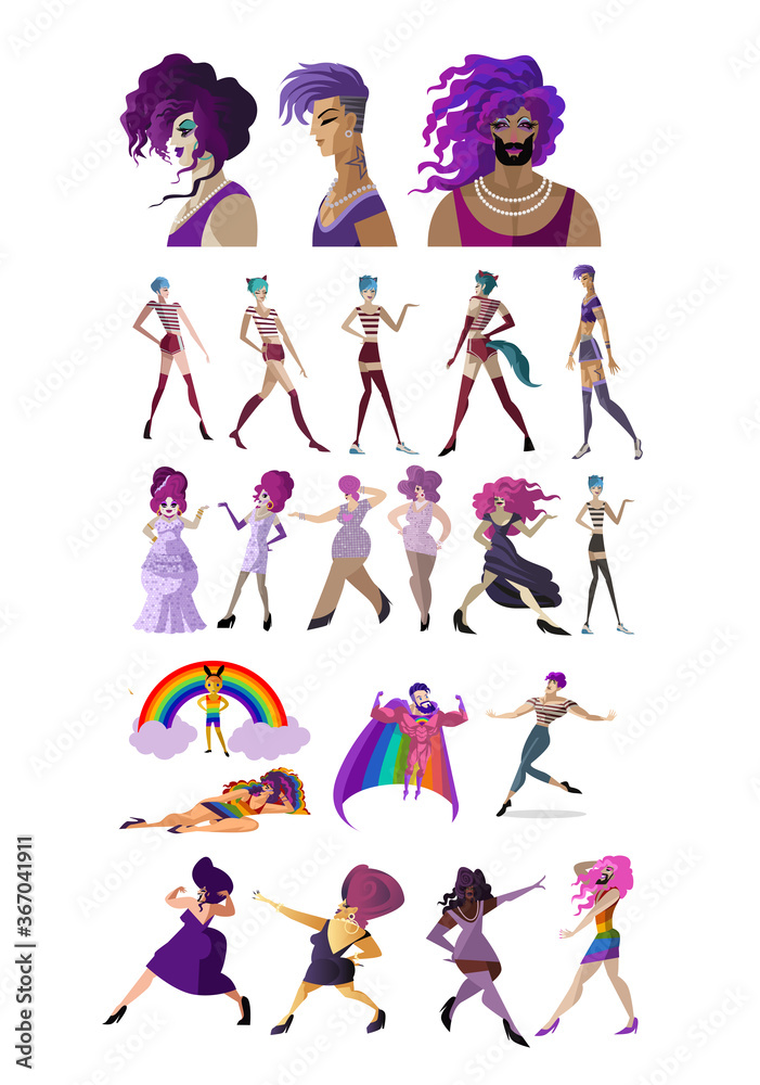 lgbt beautiful characters happy collection Stock Vector | Adobe Stock