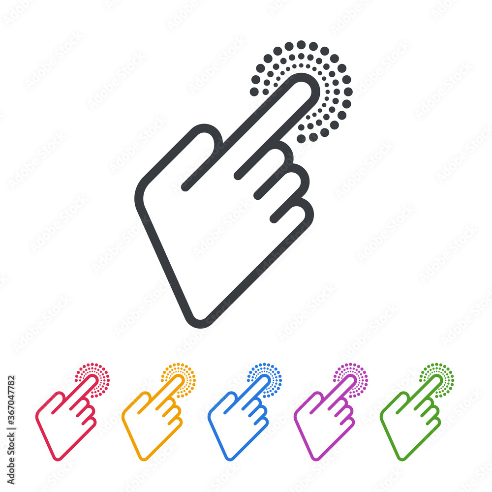 Hand Cursors Click Icon Set Stock Vector | Adobe Stock