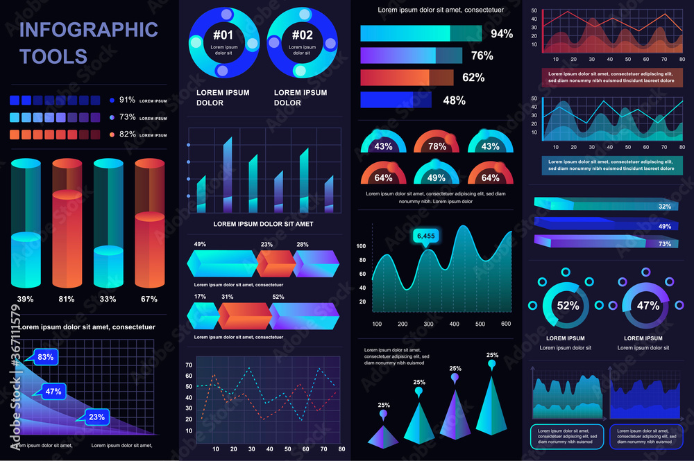 Vector de Stock Bundle infographic UI, UX, KIT elements. Different ...