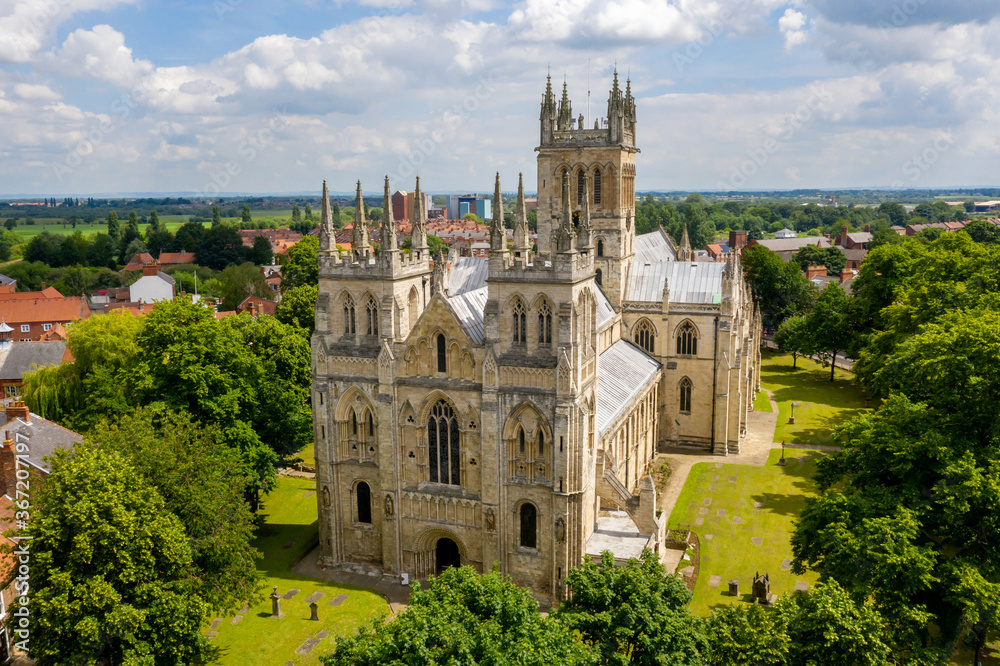 Selby Abbey North Yorkshire England. Drone photograph of the Abbey ...