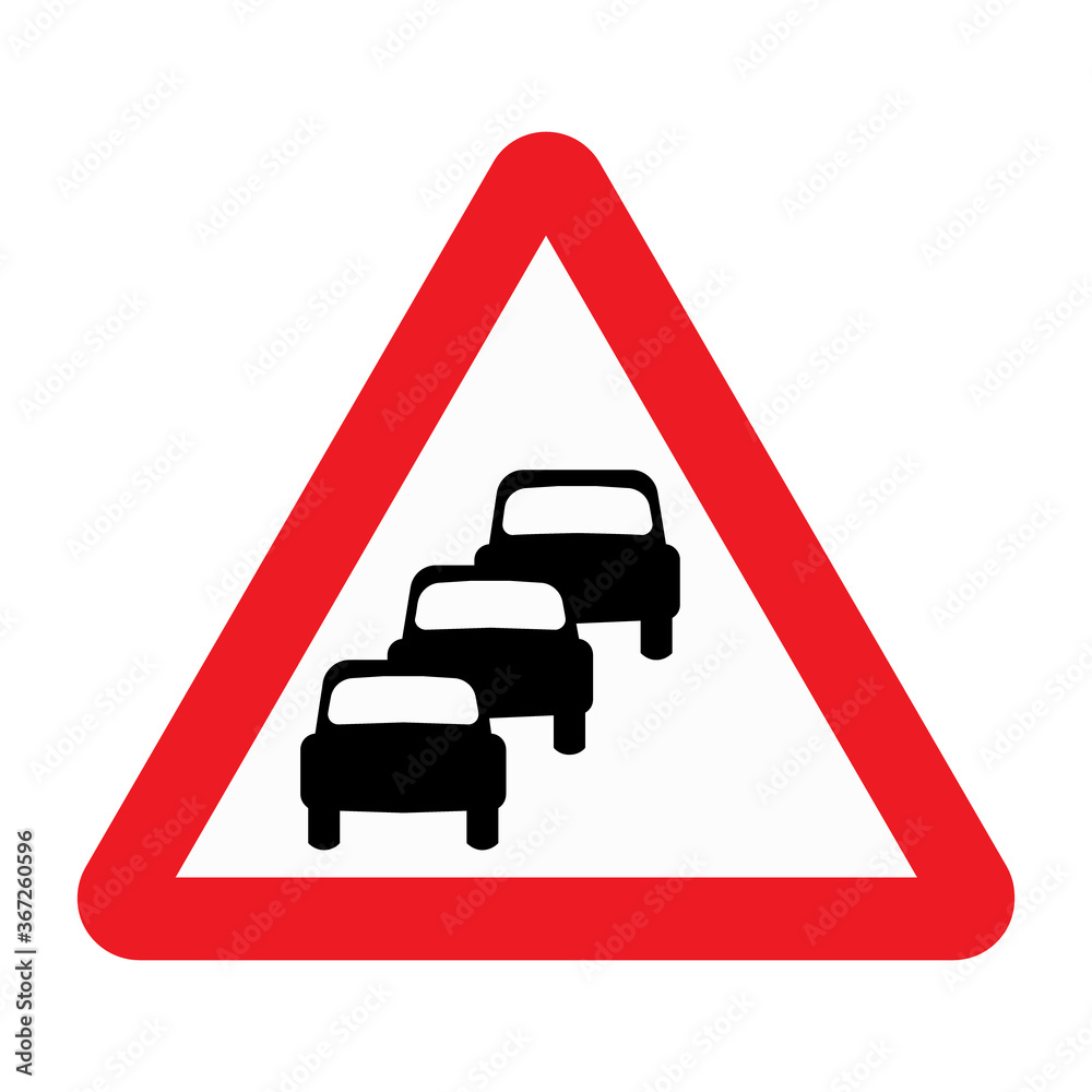 Traffic jam road sign. Traffic queues likely ahead. Congestion Likely ...