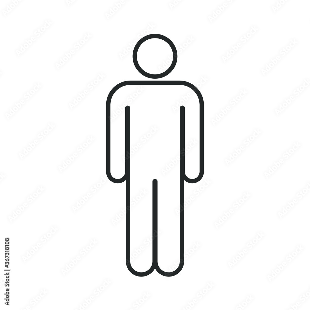 Human figure icon. Male person avatar symbol. Man or gentleman toilet ...