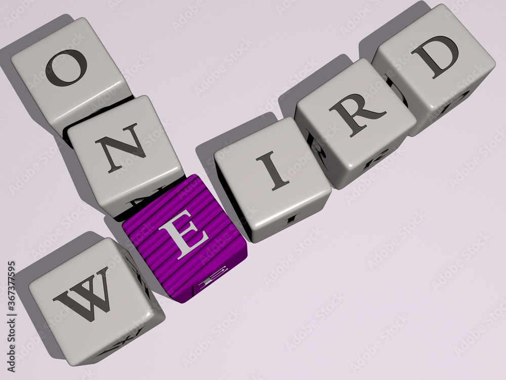 crosswords of weird one arranged by cubic letters on a mirror floor ...