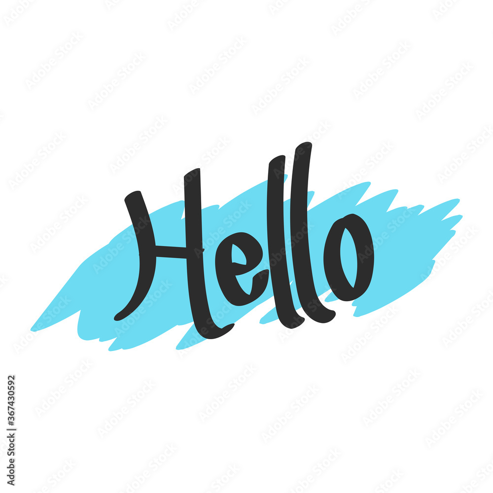 Vector black and white hello qoute and hi lettering. Lineart greeting ...