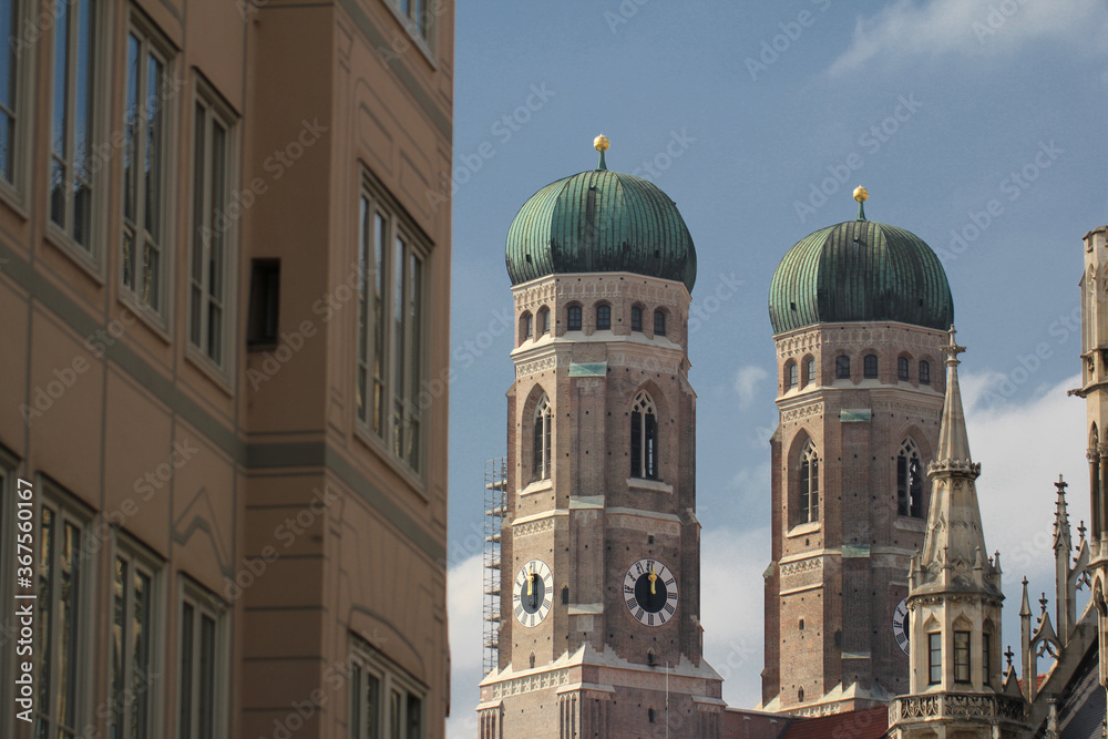 Both onion domes of the Gothic cathedral and city parish church known ...