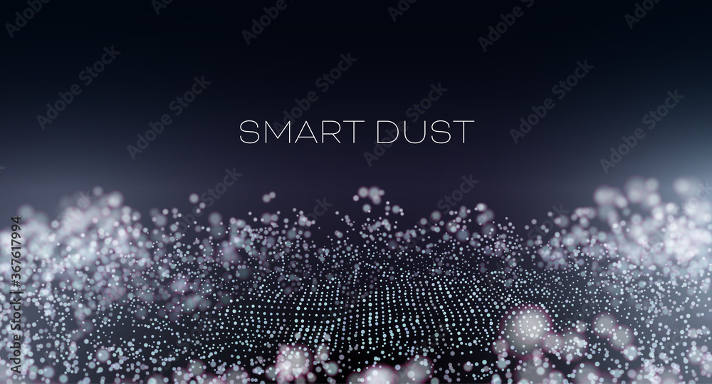 Smart dust abstract vector background. Particles with aberration and ...