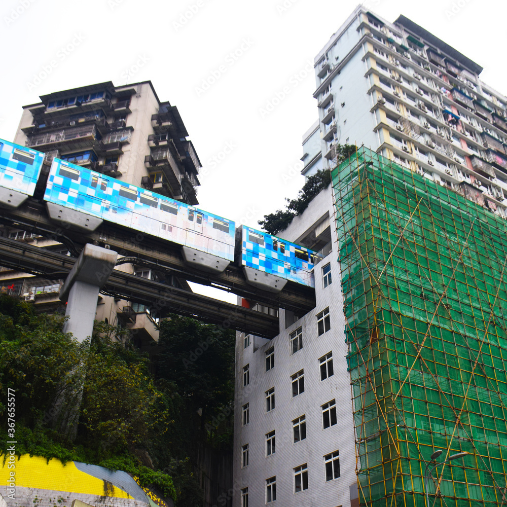 Famous metro line going through an occupied apartment building on the ...