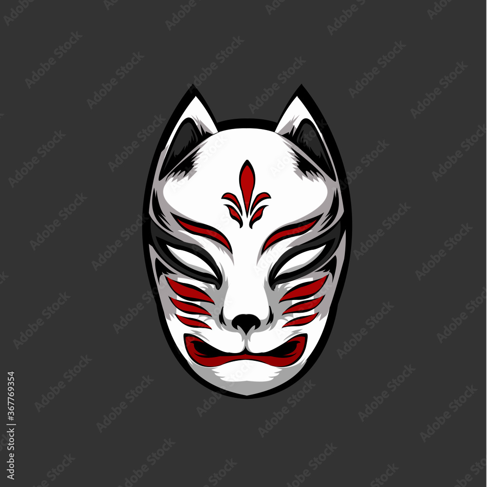 the illustration of japanesse devil animal mask Stock Vector | Adobe Stock