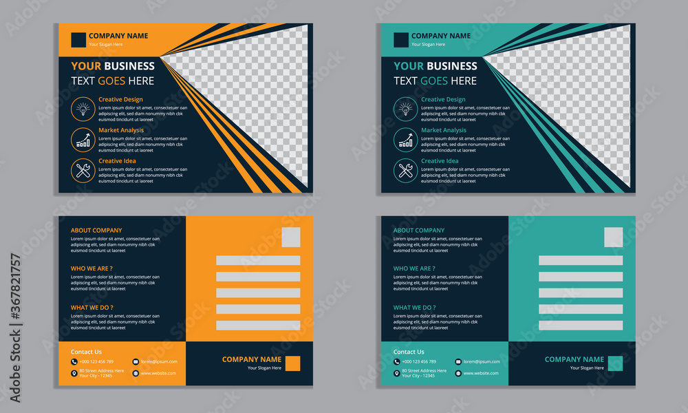 Postcard Design Vector Template, Set Template Design For Social Media ...