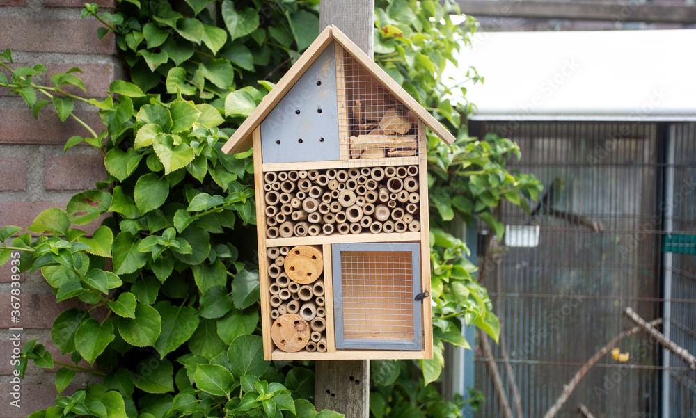 Craftsman built insect hotel decorative wood house with compartments ...
