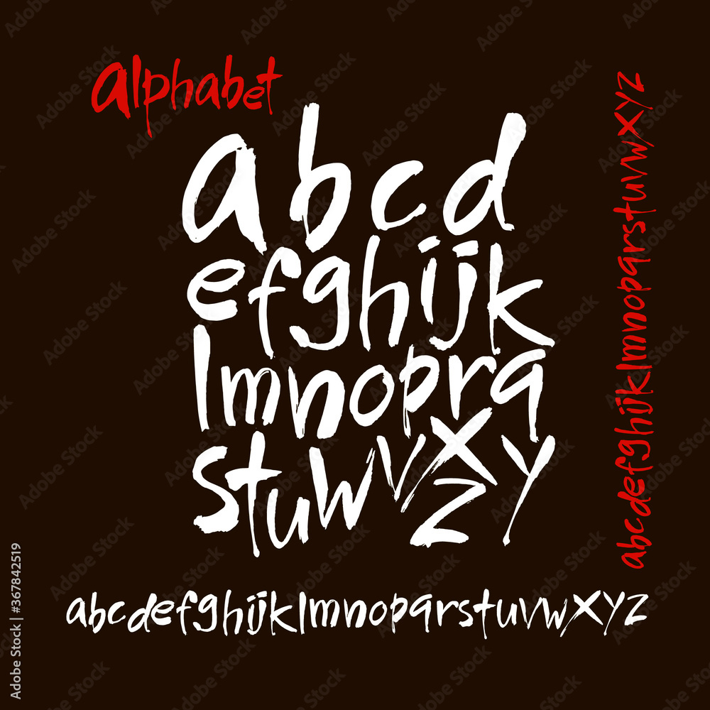 Vector Acrylic Brush Style Hand Drawn Alphabet Font. Calligraphy ...