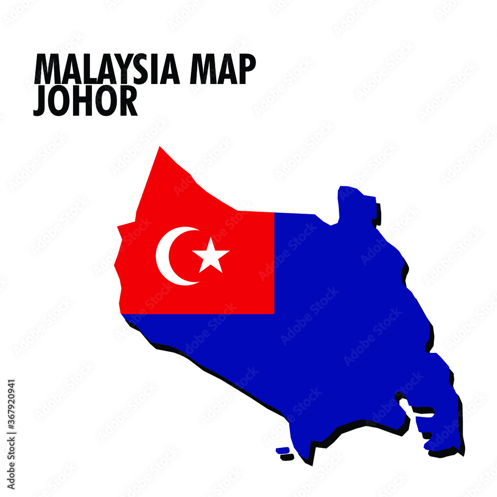 Johor State Map Of Malaysia Country with black shadow. EPS10 Stock ...
