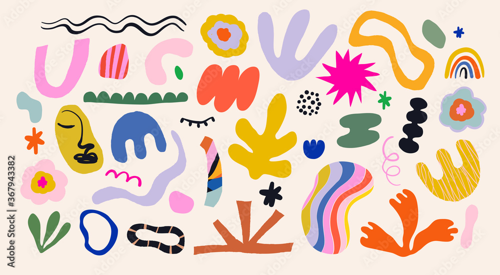 Big set of trendy design elements. Collection of different hand drawn ...