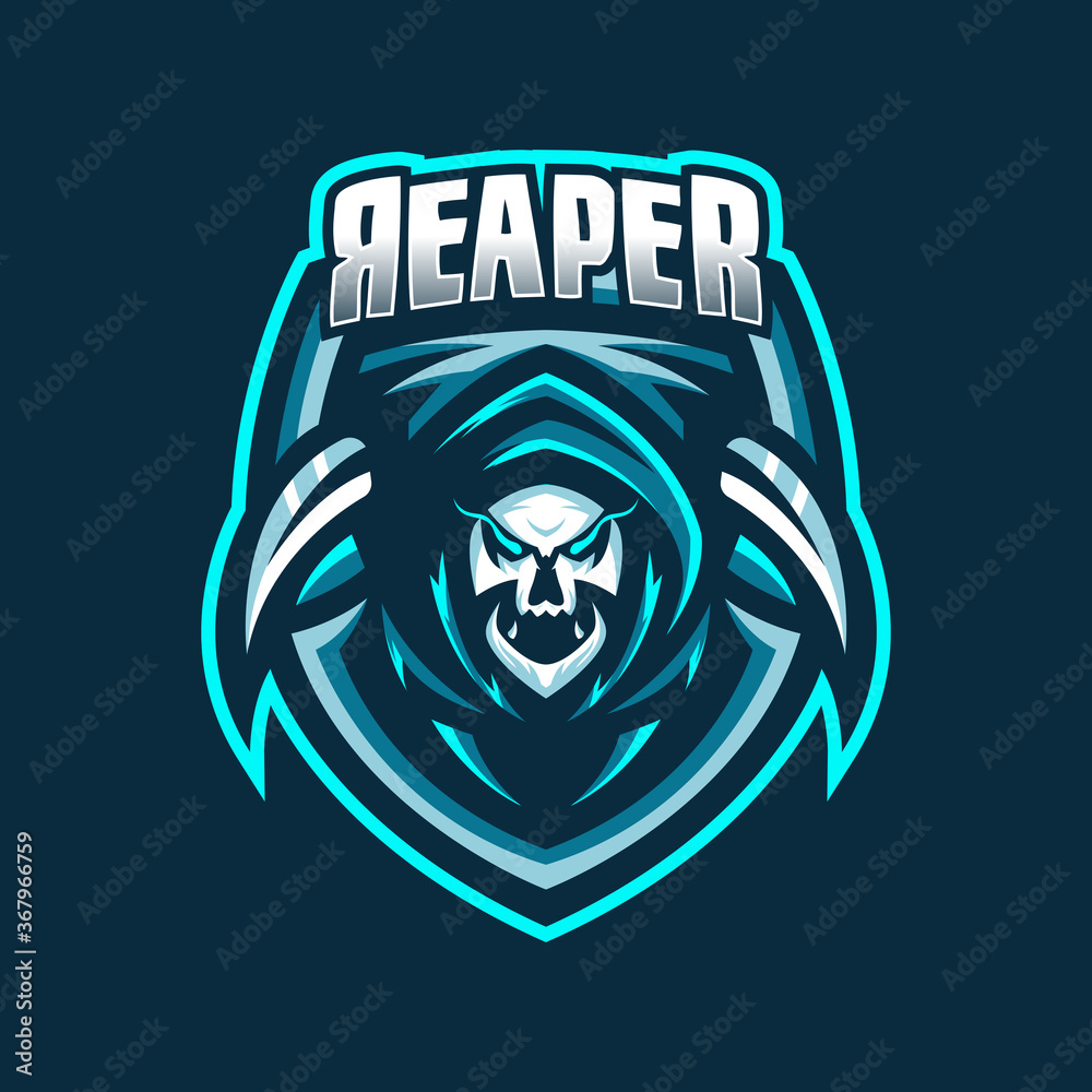 เวกเตอร์ Stock Grim Reaper esport gaming mascot logo template for ...