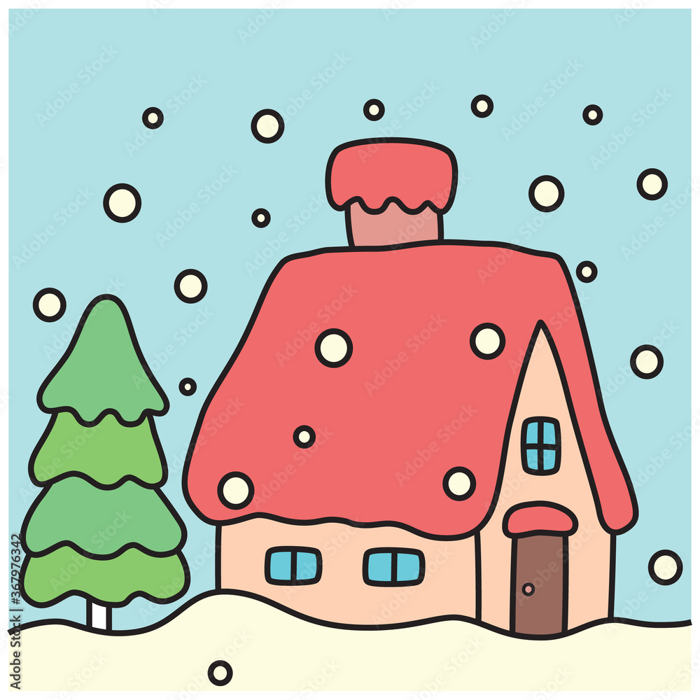 Simple house cartoon illustration Stock Vector | Adobe Stock