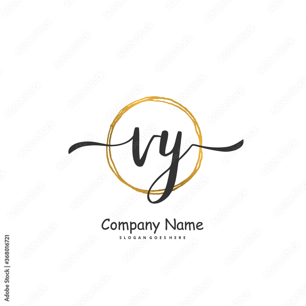 V Y VY Initial handwriting and signature logo design with circle. Beautiful design handwritten ...