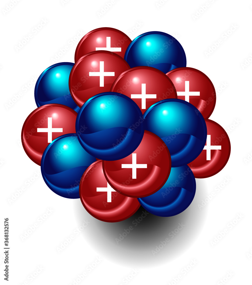 The nucleus of an atom showing protons and neutrons. This science ...