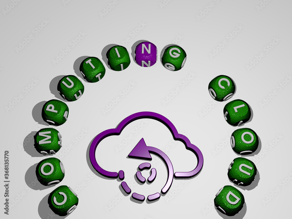 3D graphical image of COMPUTING CLOUD vertically along with text built ...