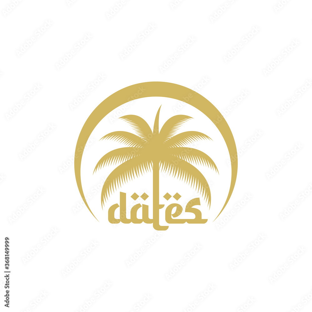 Elegant Golden Palm Tree Dates Food Logo Design. Vector Emblem for ...
