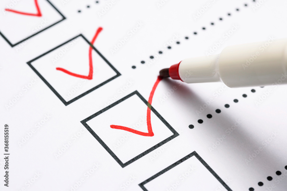 Check list and marker Stock Photo | Adobe Stock