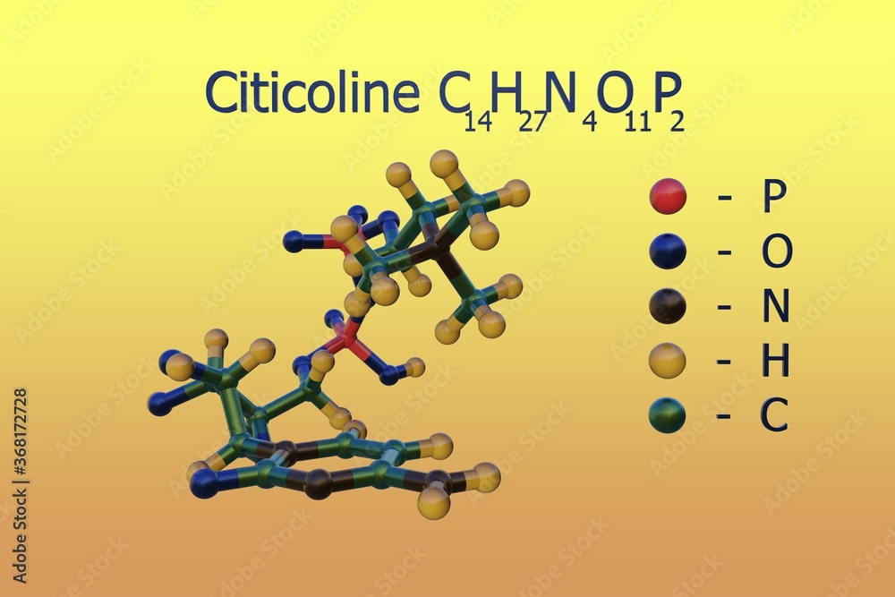 Ilustración de Stock Structural chemical formula and molecular model of ...