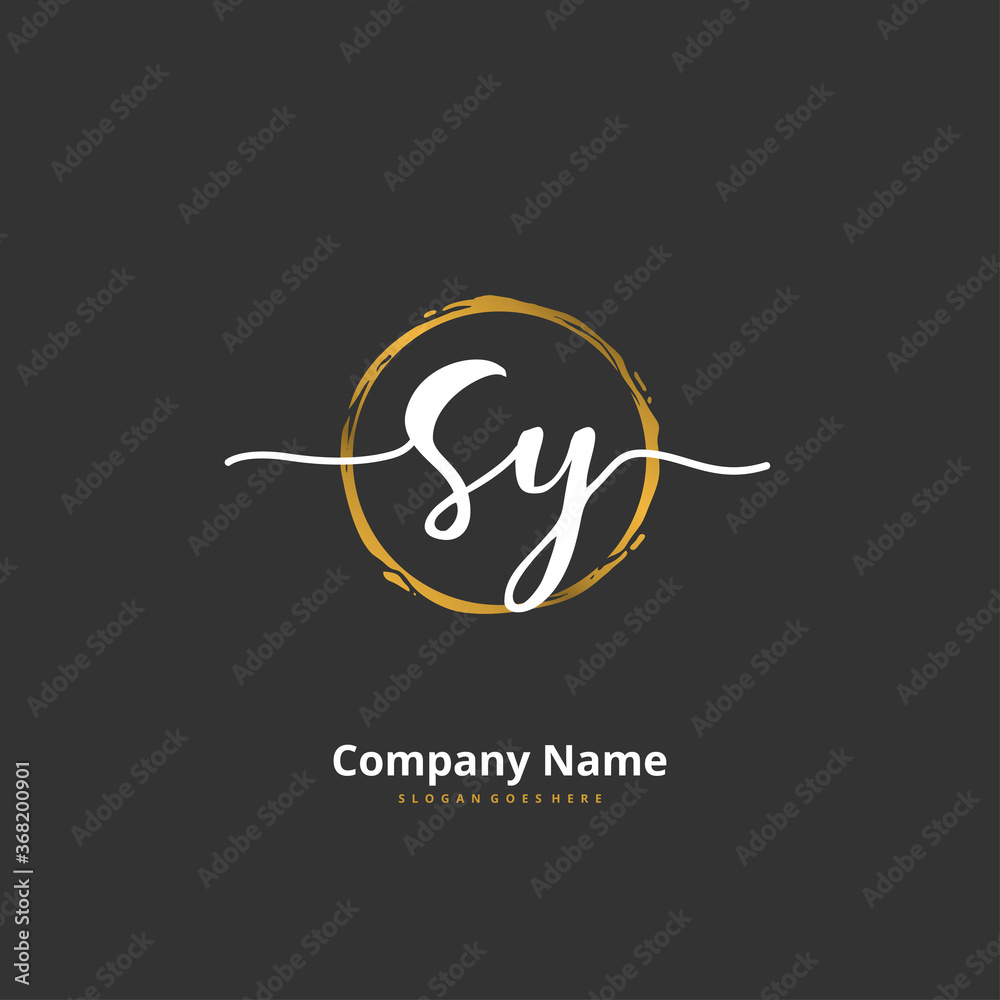 S Y SY Initial handwriting and signature logo design with circle ...