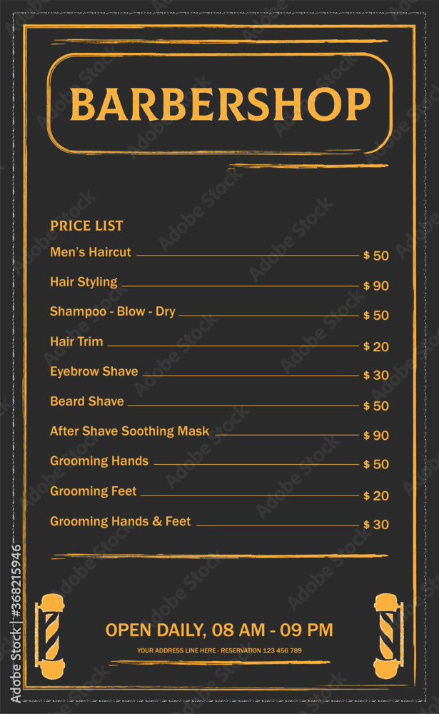 Barbershop design menu tamplate, price list Stock Vector | Adobe Stock