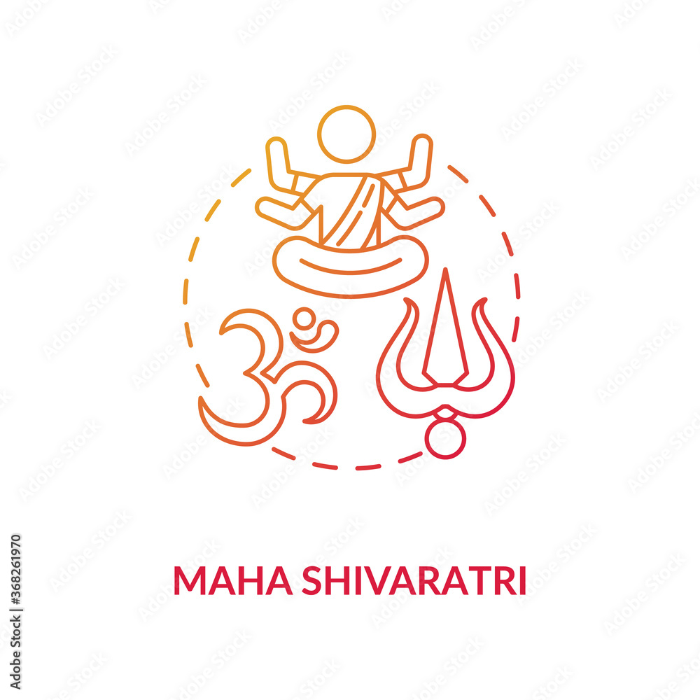 Maha shivaratri concept icon. Traditional hindu festival idea thin line ...