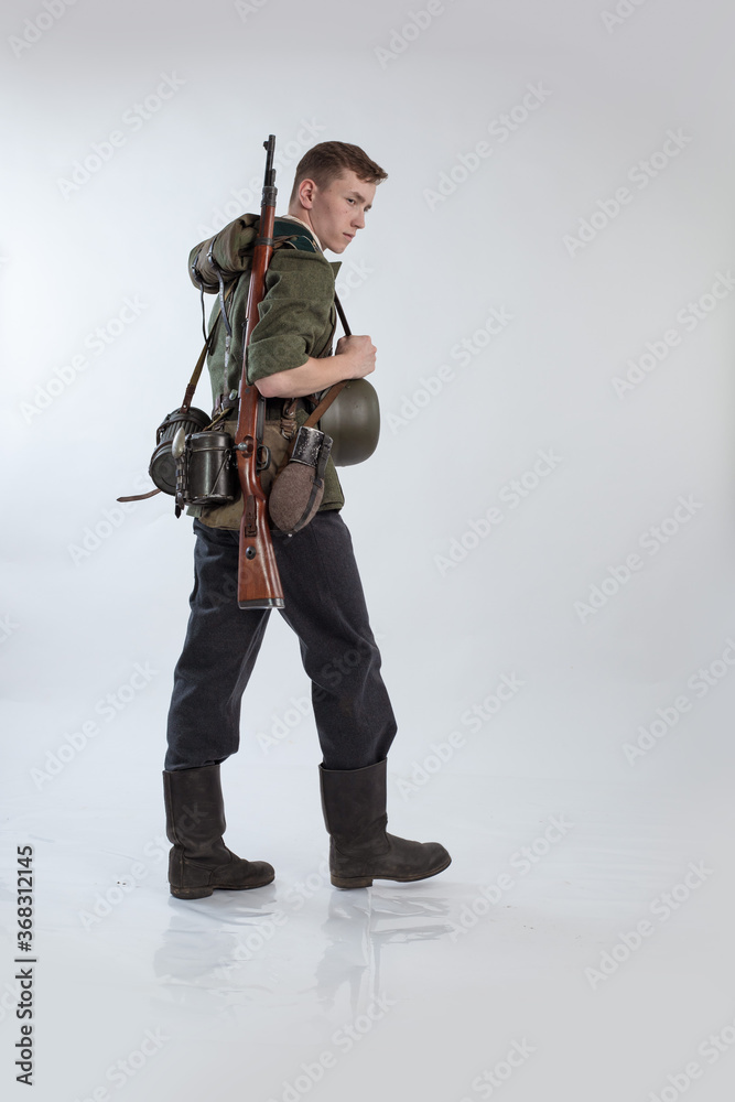 Male actor reenactor in historical uniform as an officer of the German ...