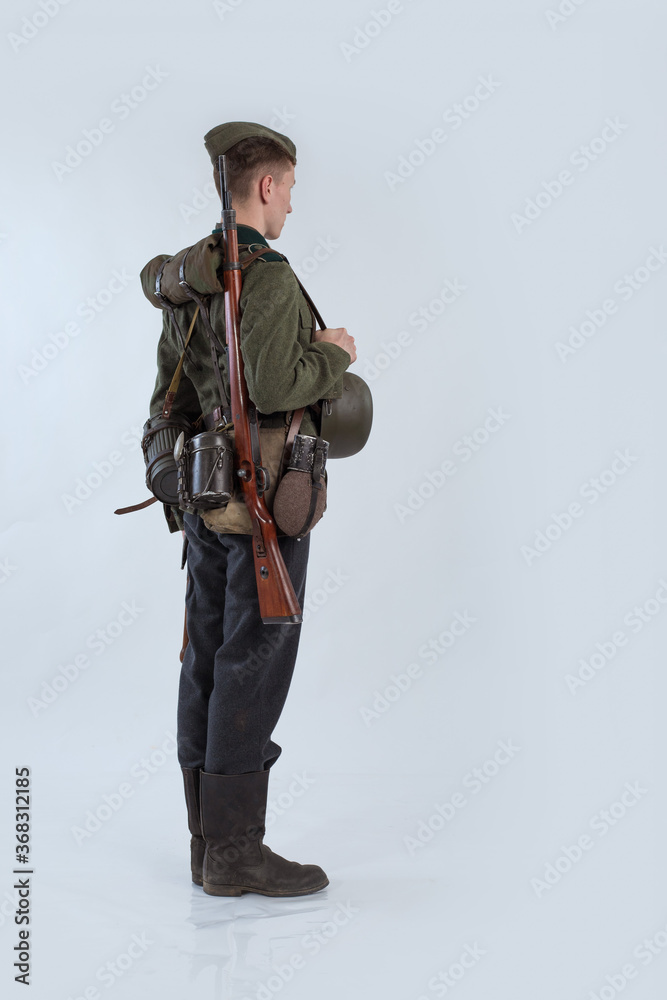 Male actor reenactor in historical uniform as an officer of the German ...