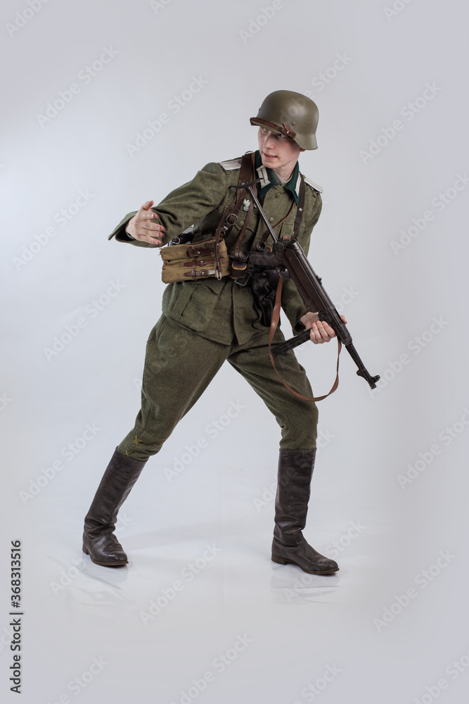 Male actor reenactor in historical uniform as an officer of the German ...