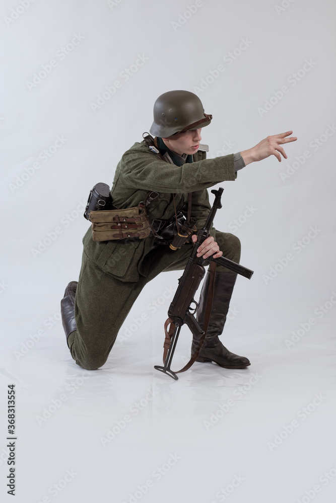 Male actor reenactor in historical uniform as an officer of the German ...