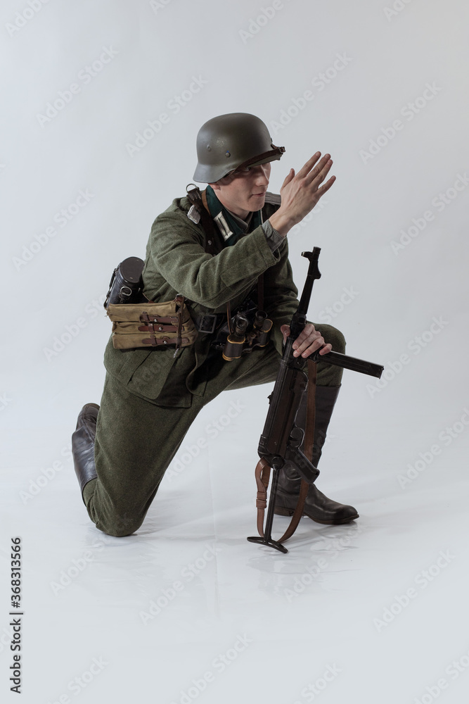 Male actor reenactor in historical uniform as an officer of the German ...