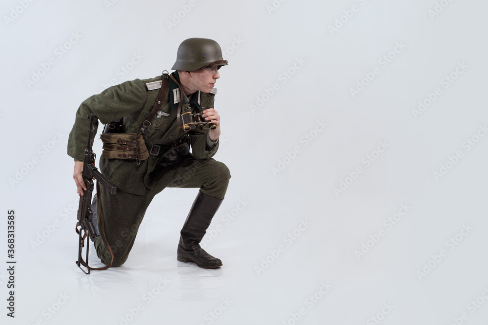 Male actor reenactor in historical uniform as an officer of the German ...