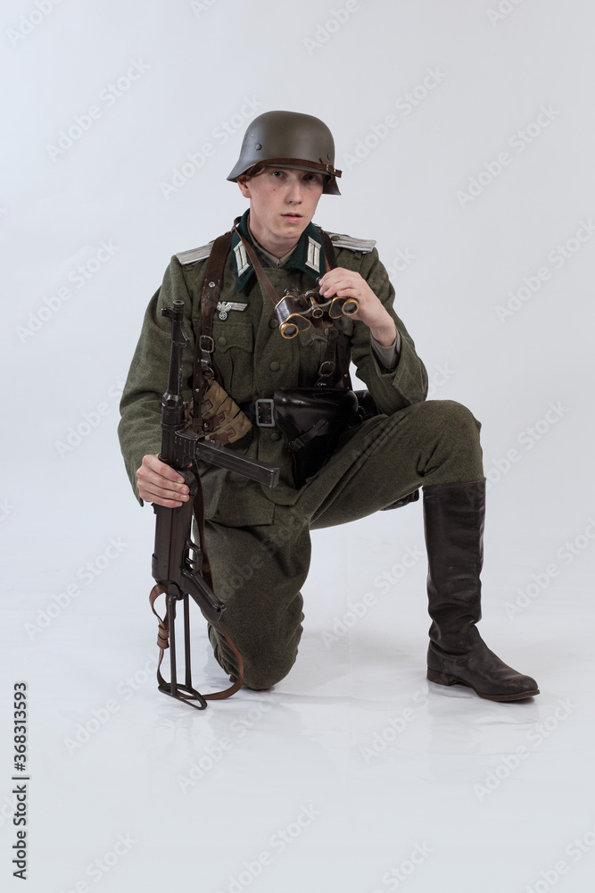 Male actor reenactor in historical uniform as an officer of the German ...