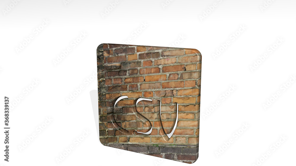 csv made by 3D illustration of a shiny metallic sculpture casting ...