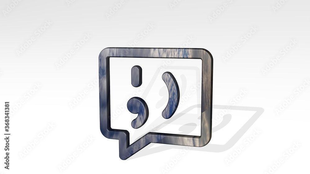 messages bubble square quote casting shadow with two lights. 3D ...