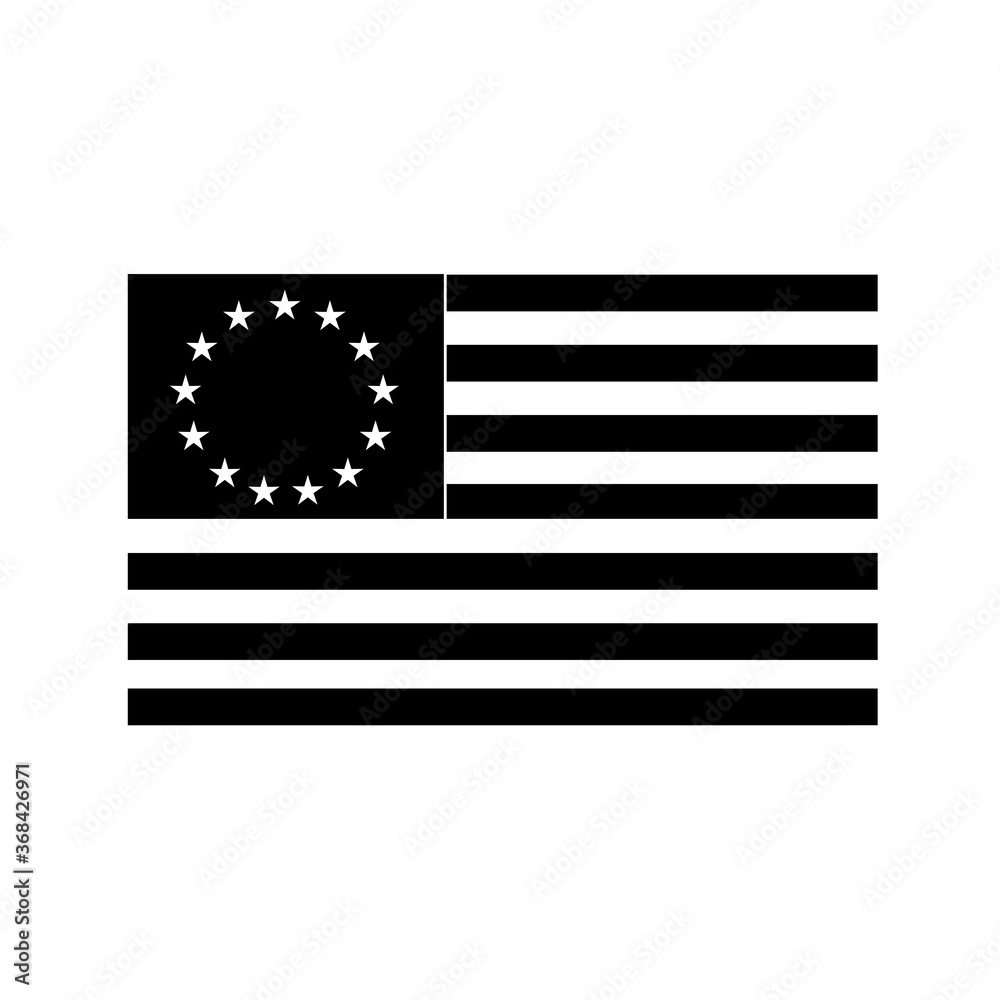 Betsy Ross Flag an Early Design of United States Flag Black and White ...