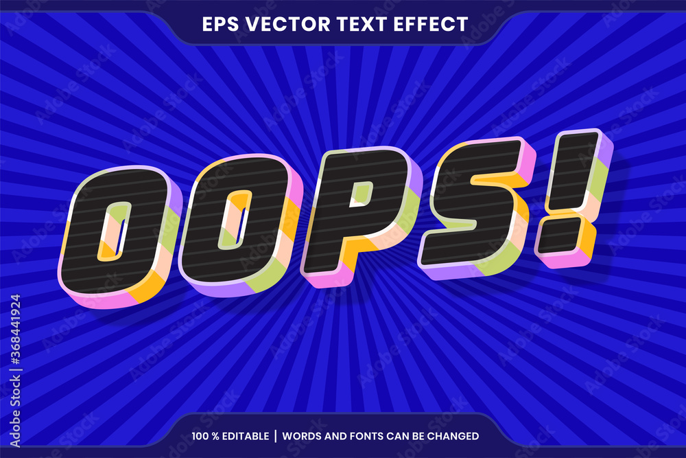 Text effect in 3d gradient pastel color OOPS words text effect theme ...